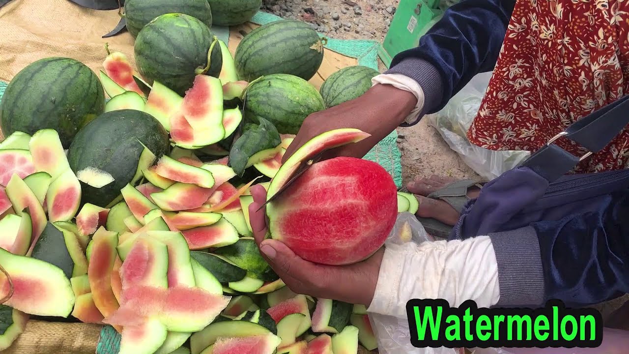 Watermelon Sell on the Side Road Buy and Eat So Delicious | Cambodia ...