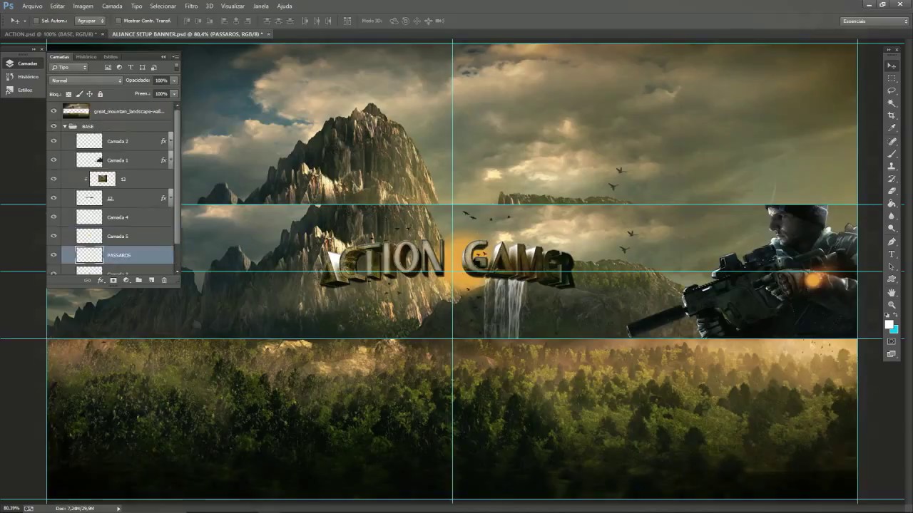 ACTION GAME BR YOUTUBE BANNER TEMPLATE PSD& C4D FILES FREE TEMPLATES ...