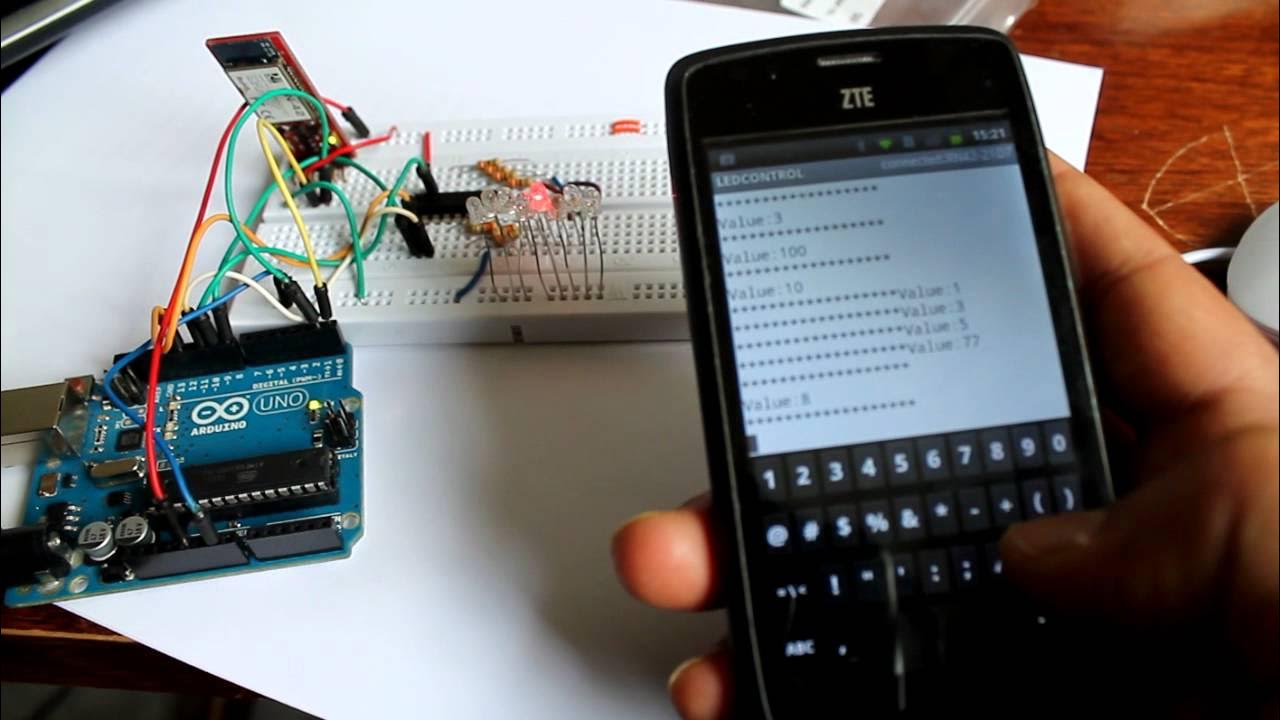 ARDUINO, CD4094 and Android controlling 8 LED- BUILDCIRCUIT.COM - YouTube