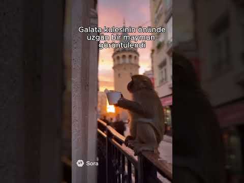Galata'da keyif yapan bir maymun istanbul #explore #fyp #global #viral #funny #monkey #maymunsaru