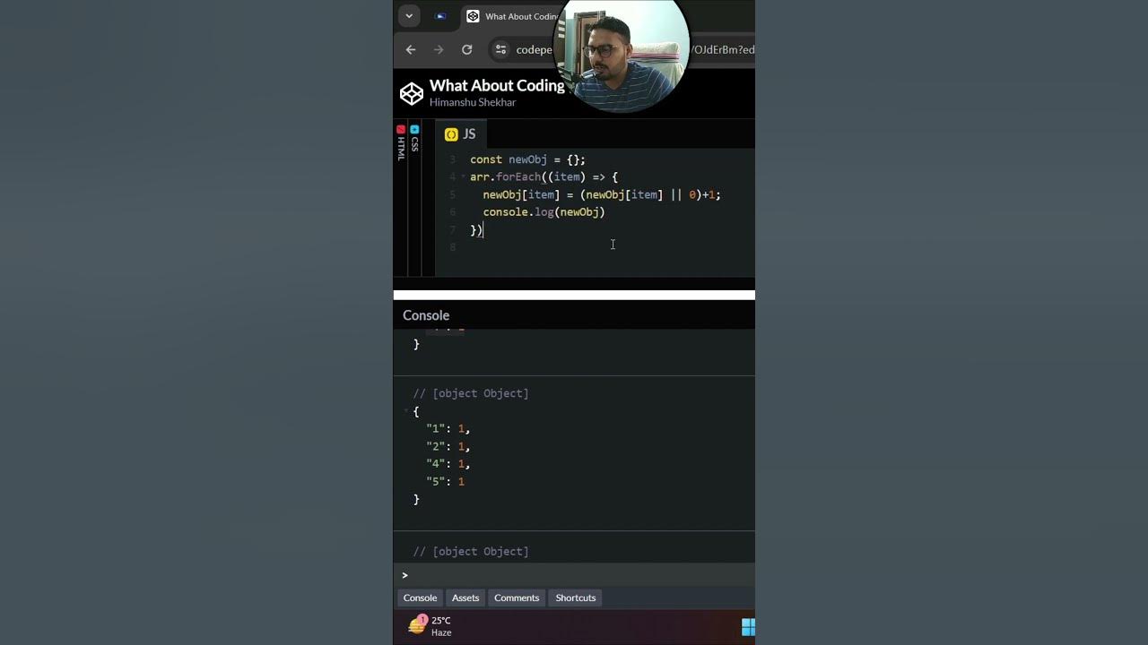 Convert Array Occurrence Into Object Javascript Javascriptarrays Coding Dsa Youtube