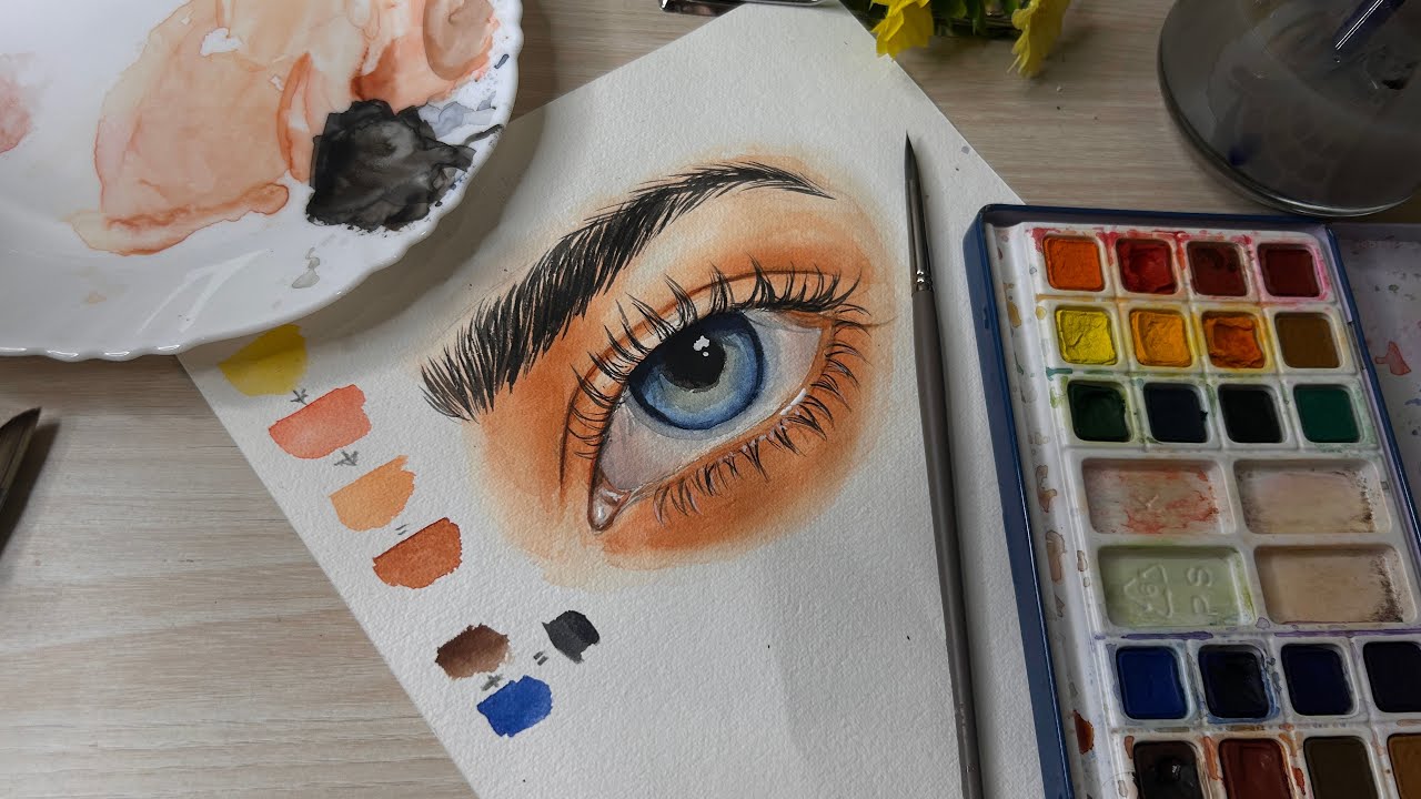 Watercolor Eye Tutorial for Beginners | Step-by-Step Mesmerizing Watercolor Eye Painting ...