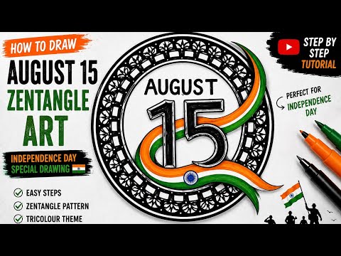 🇮🇳 August 15 Zentangle Art | Independence Day Special Drawing | Easy Step by Step | Elegant arts 