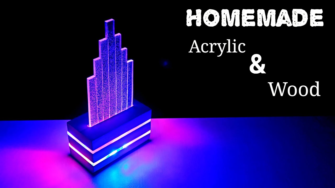 Homemade Acrylic and Wood Color-Changing LED Lamp - YouTube