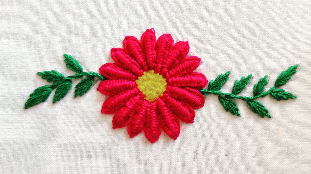 latest easy flower hand embroidery design | Different type of hand ...