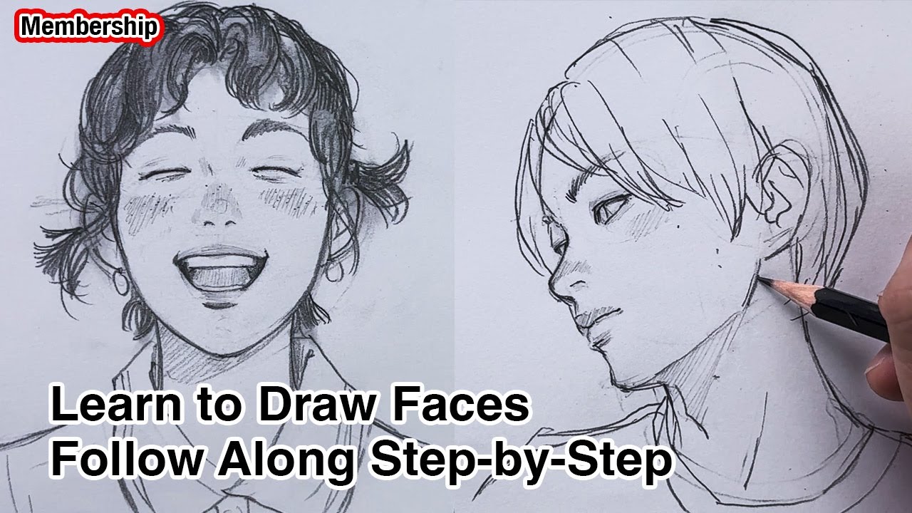Learn to Draw Faces Follow Along, Step by Step - YouTube