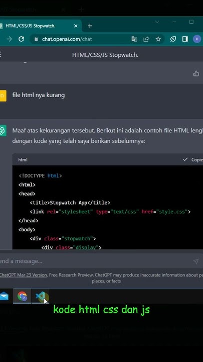 Membuat Aplikasi Stopwatch dari HTML CSS dan JS | Chat GPT - YouTube