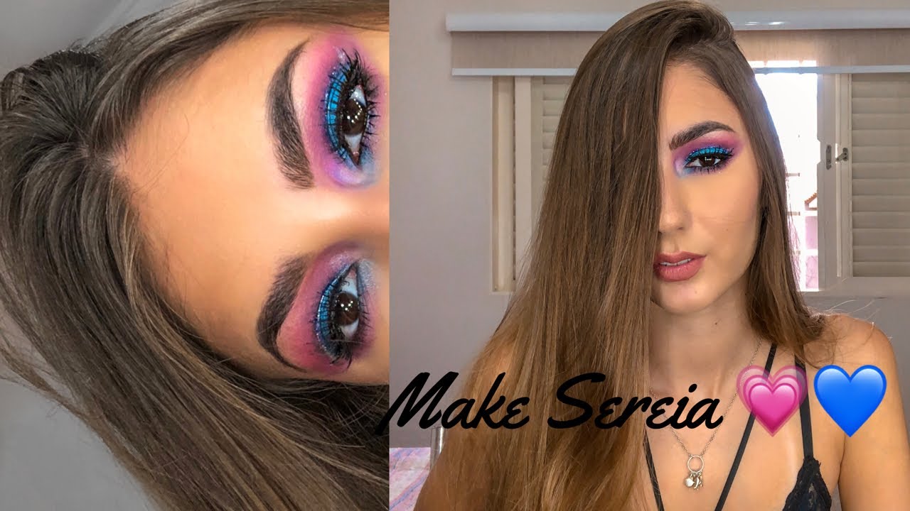 MAQUIAGEM ROSA E AZUL • SEREIA - YouTube