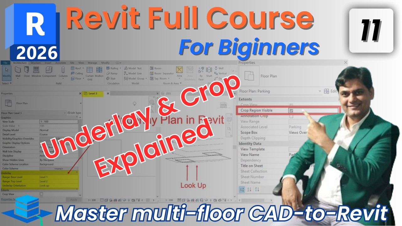#11 Revit 2026 Tutorial for Beginners | First Floor Modeling from CAD ...