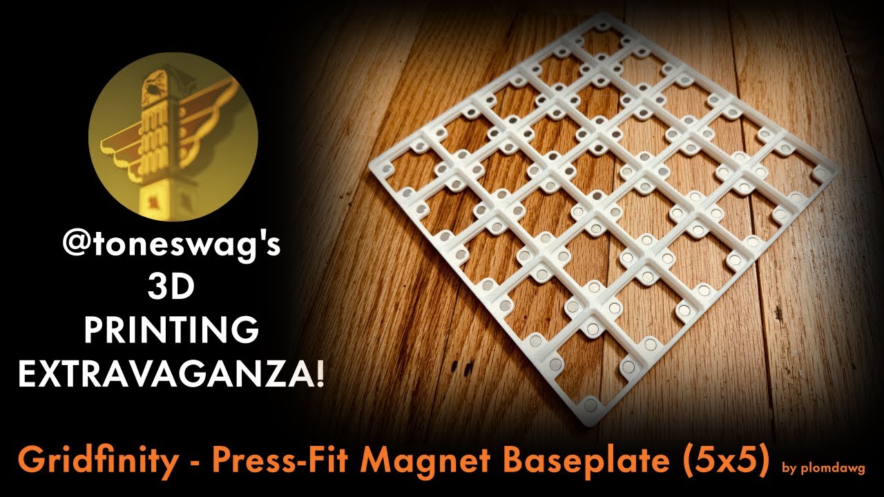 Gridfinity - Press-Fit Magnet Baseplate (5x5) by plomdawg - YouTube