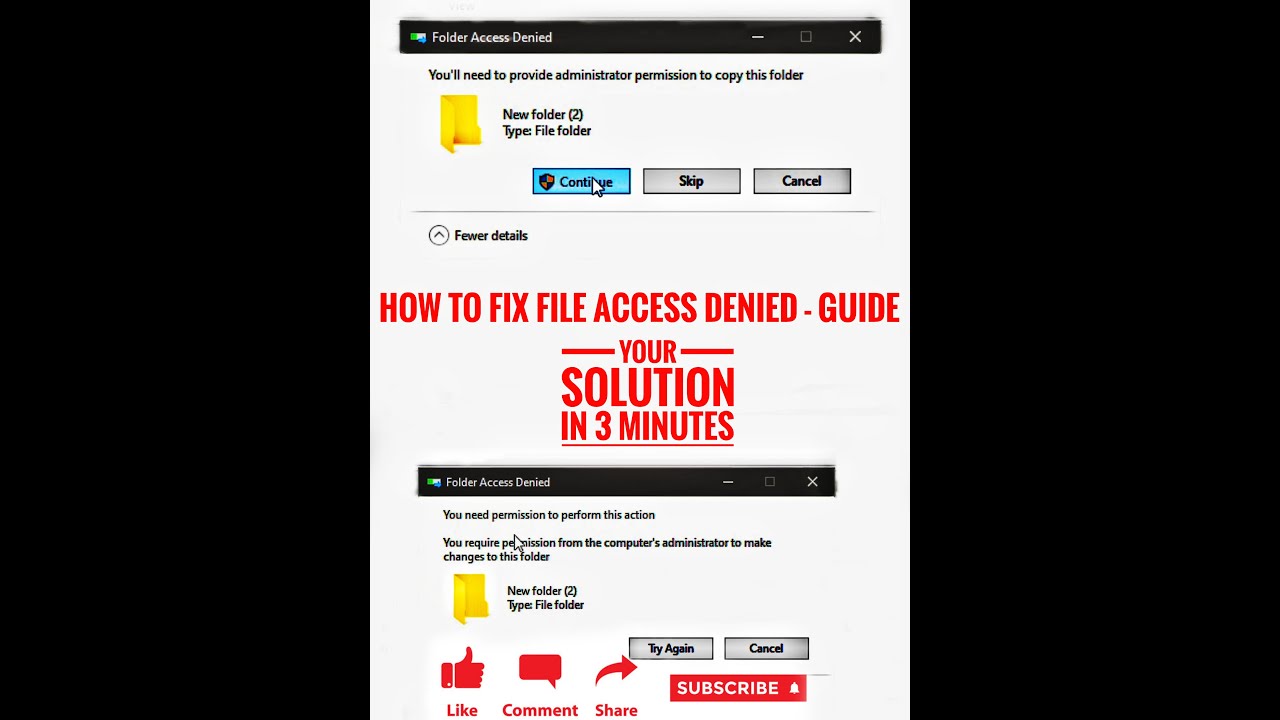 you'll need to provide administrator permission to this folder /file ...