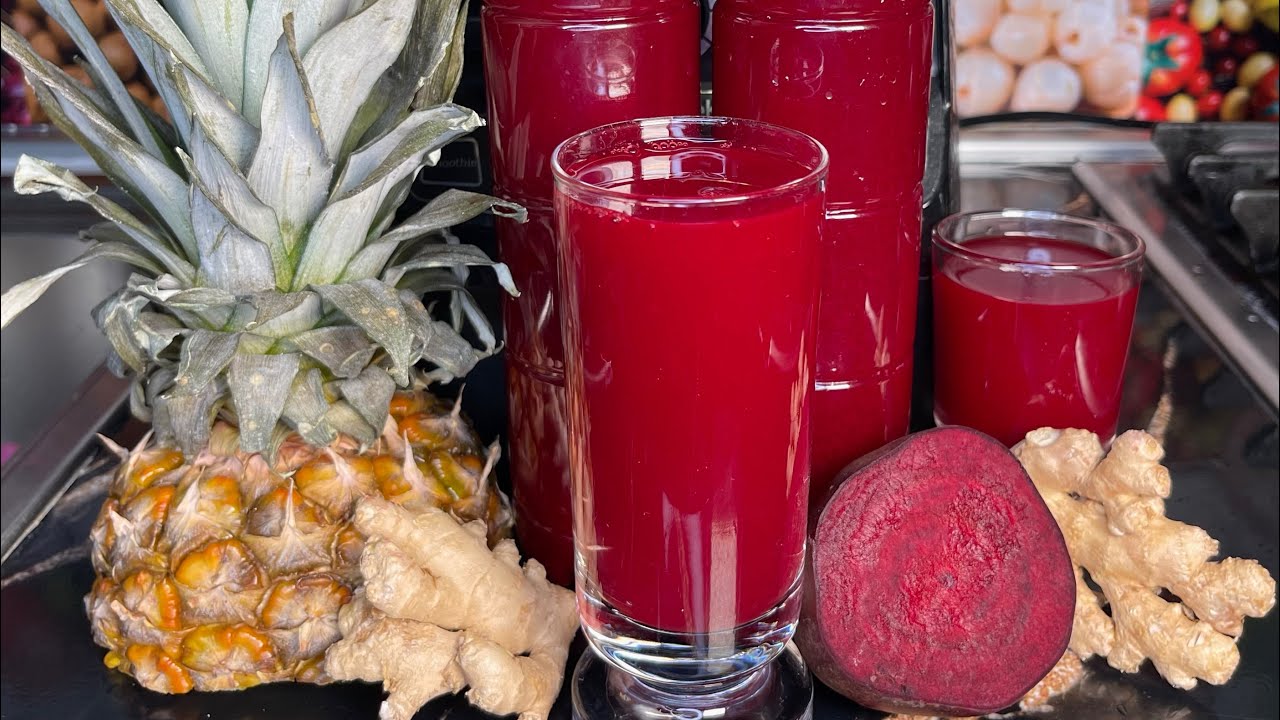 How To Make Beetroot Pineapple and ginger juice - YouTube