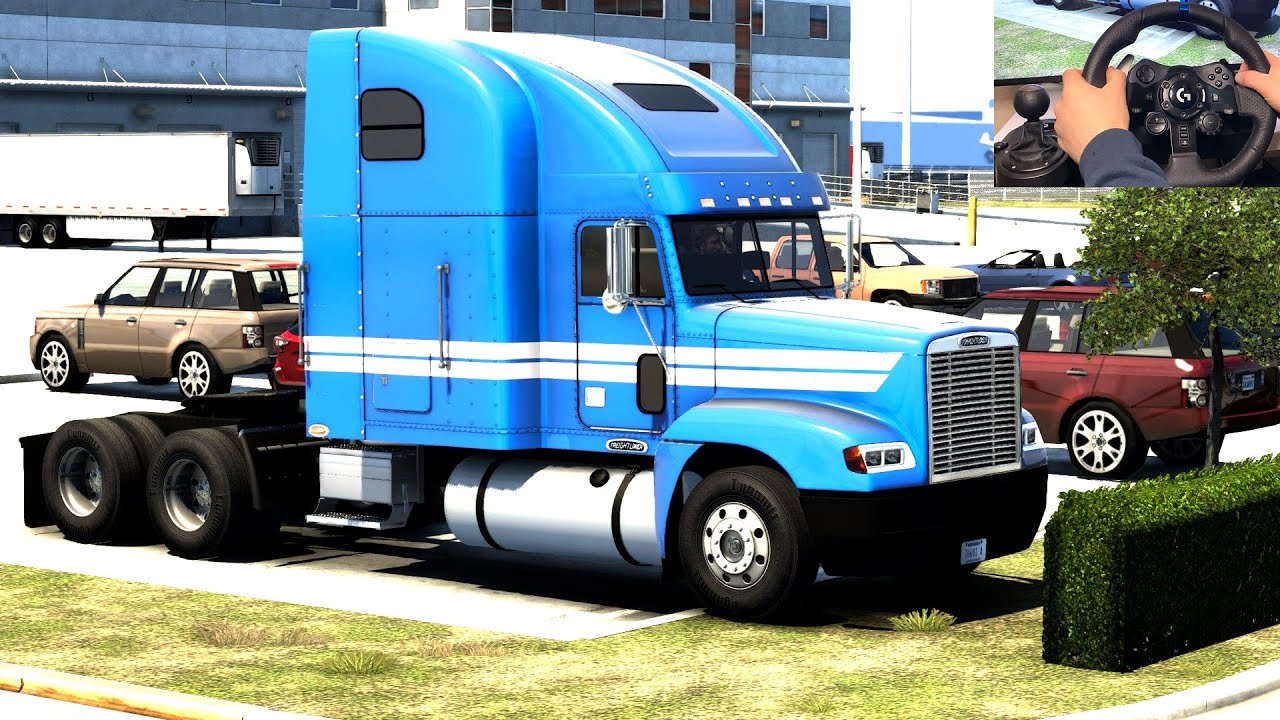 ATS - Freightliner FLD Transporting a Scrapper from Houston Texas - YouTube