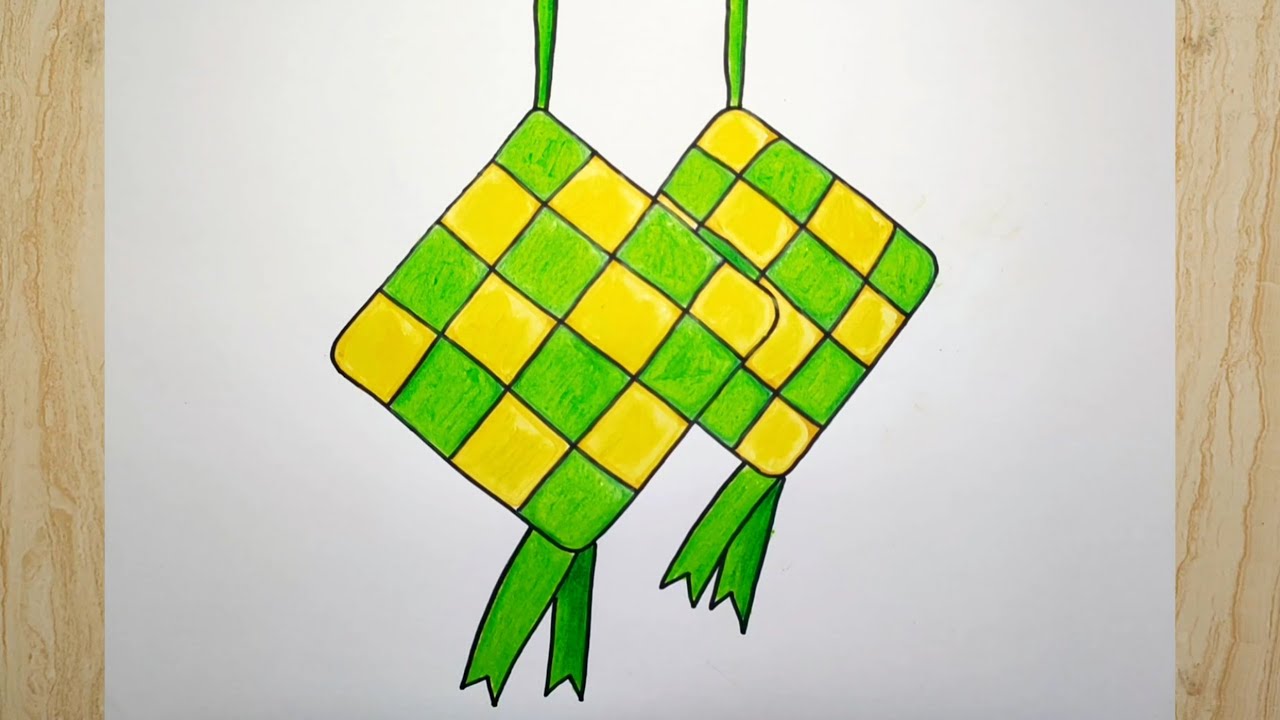 Cara menggambar ketupat yang mudah - GAMBAR KETUPAT LEBARAN - YouTube