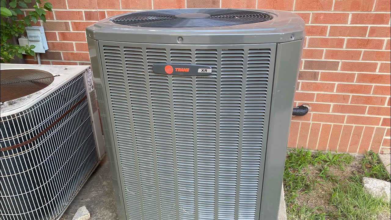 2022 Trane XR14 5 ton central air conditioner running on a humid July ...