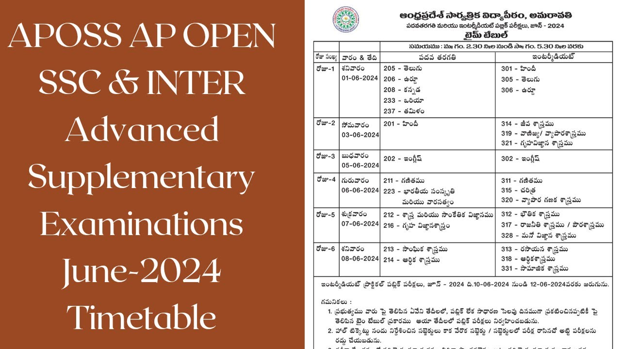 💯 ️💐 APOSS AP OPEN 10TH & INTER Advanced Supplementary Examinations ...