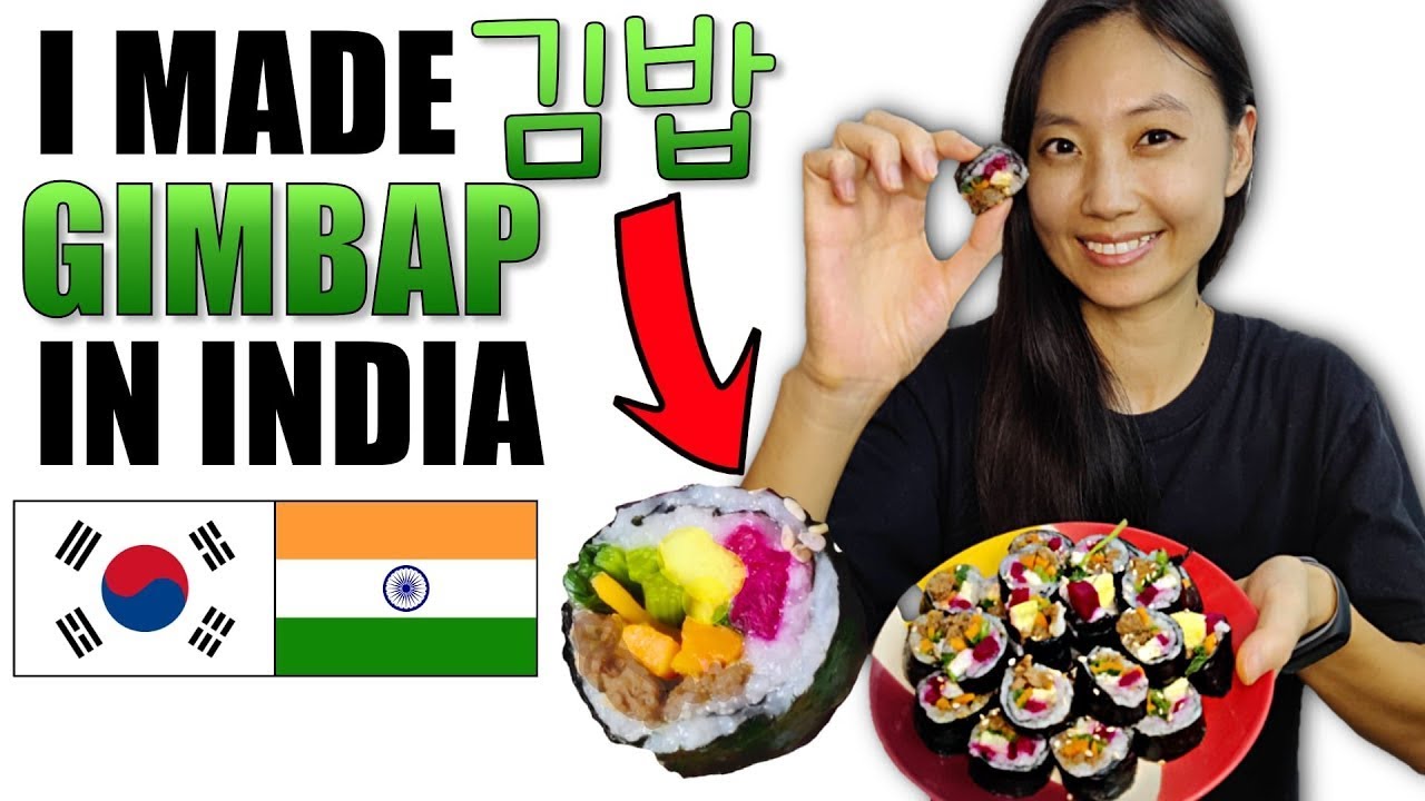 HOW TO MAKE KOREAN GIMBAP Seaweed Rice Roll Korean Food Recipe in India ...