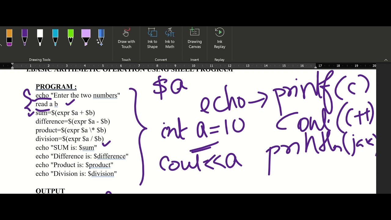 Exp No 2 Shell Programming Basic Arithmetic Operation Youtube 6523