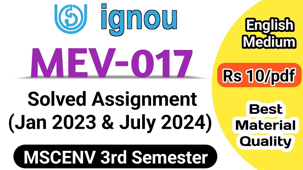 MEV-017 solved Assignment 2023-24 | Mev 017 Ignou assignment jan 2023 to July 2024 || MSCENV sem ...