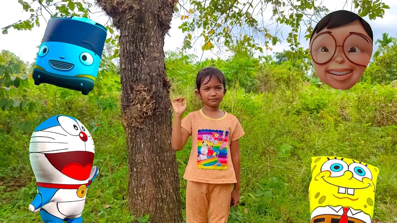 Menerbangkan Balon upin ipin doraemon minion Spongebob - Pesawat minta ...