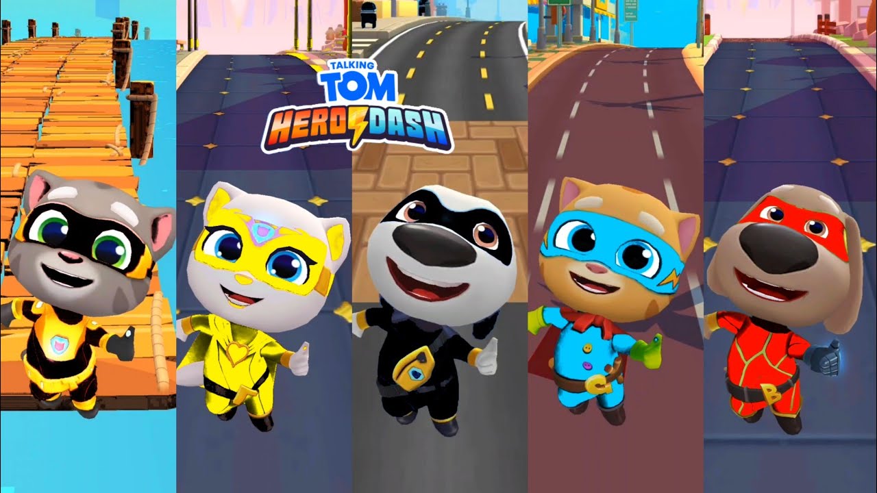 Talking Tom Hero Dash - New Ultra Heroes - Tom, Angela, Hank, Ginger ...