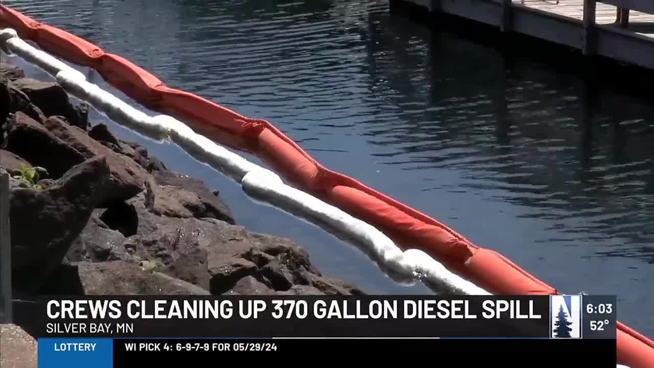 Crews work together to clean up Lake Superior diesel spill - YouTube