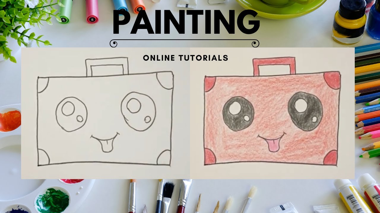 How to draw a cute suitcase step by step instructions | Easy Drawing ...
