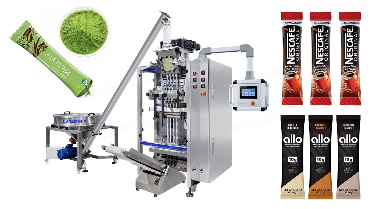 Automatic 4 lanes Matcha Powder Coffee Powder Stick Bag Packing Machine ...