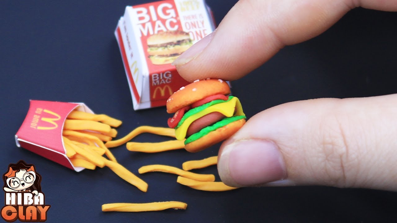 DIY How to make Clay Burger Miniatures Mcdonalds set - Polymer clay ...