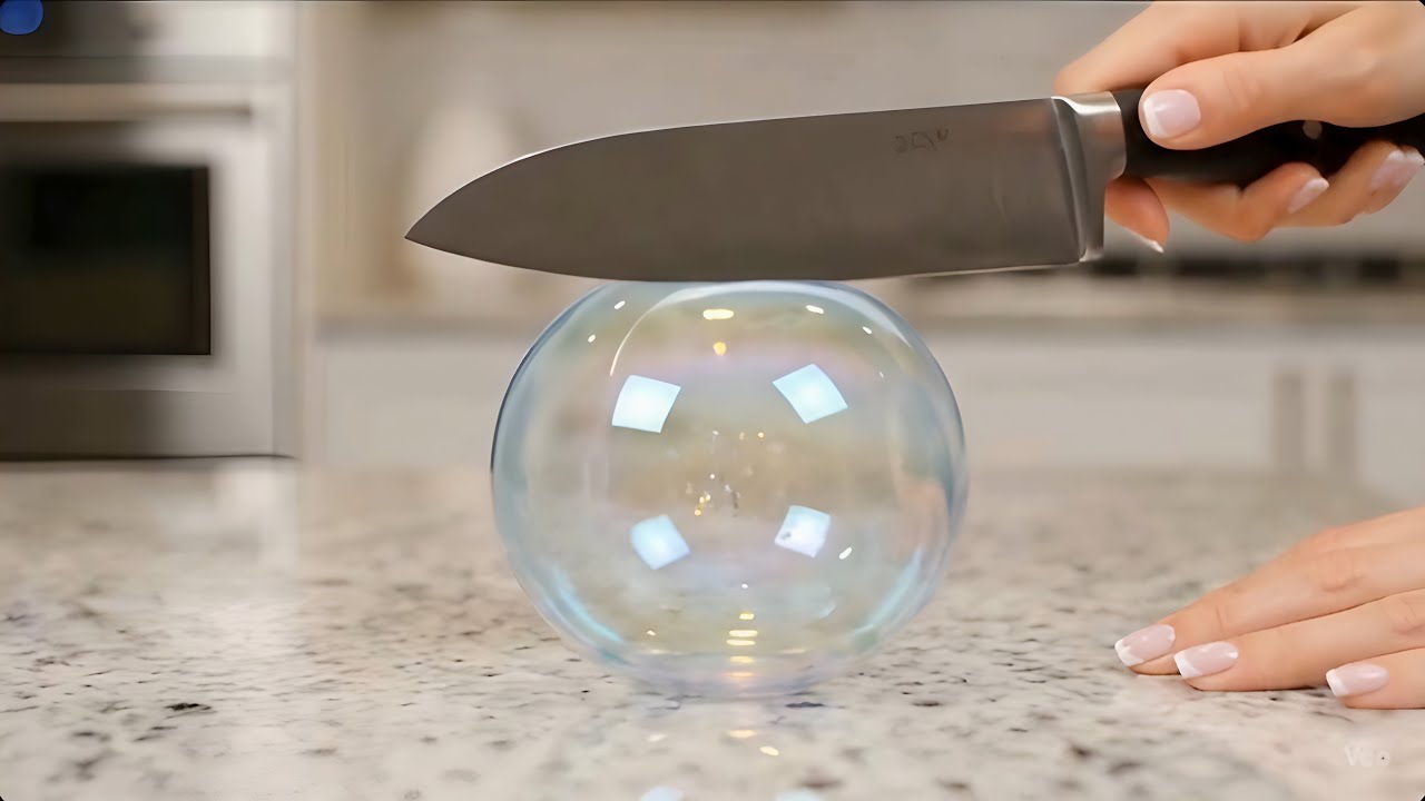 Cutting bubble ball in the knife with ASMR relaxation sound google veo3 Ai - YouTube