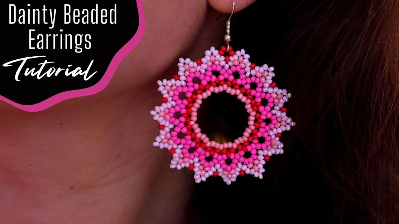 Large Dainty Seed Beads Earrings - Tutorial - YouTube