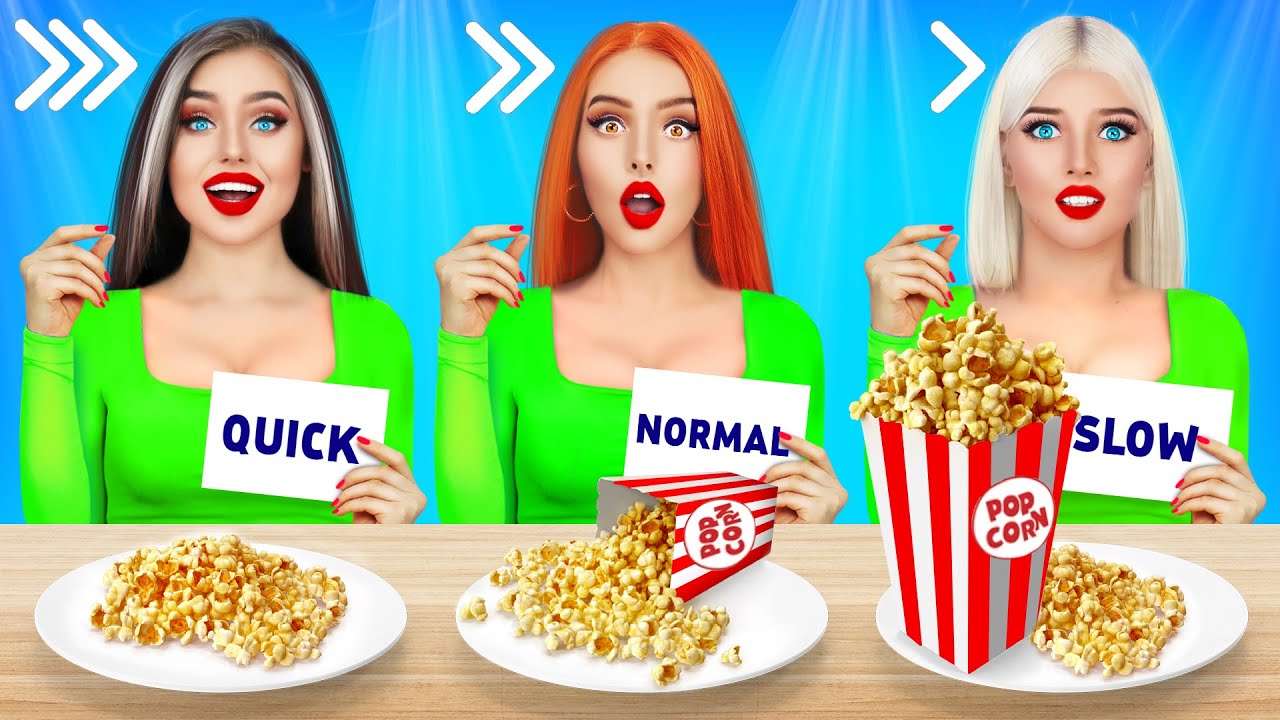 Slow, Medium or Fast Food Challenge! | Try To Eat In 1 Second! Eating ...
