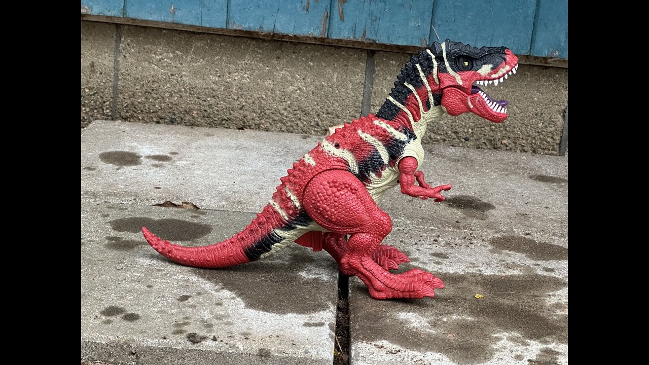 Crush and Stomp Red Plastic T-Rex Dinosaur Destruction 4k60 - YouTube