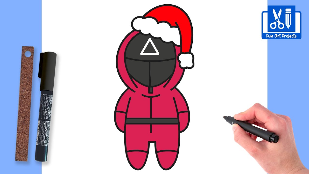 How To Draw Triangle Pink Guard From Squid Game (Netflix) | Christmas ...