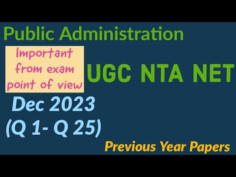 (Part 1) UGC NET Dec 2023 PYQs - Public administration - YouTube