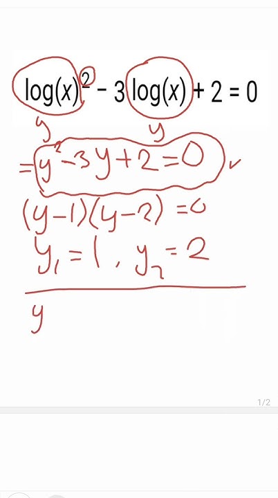 log(x)^2 - 3 log(x) + 2 = 0 #maths #logarithm #logarithmic - YouTube