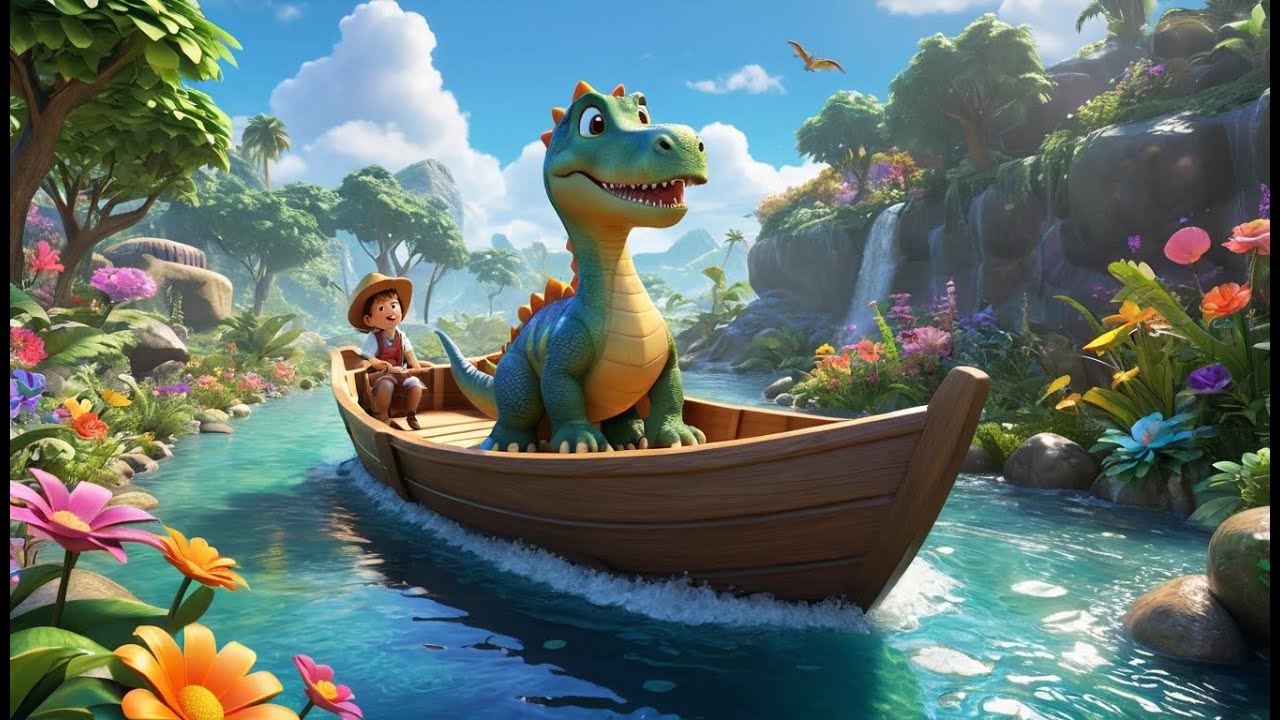 Row Row Your Dinosaur | Prehistoric Boat Song for Kids | Fun Dinosaur ...