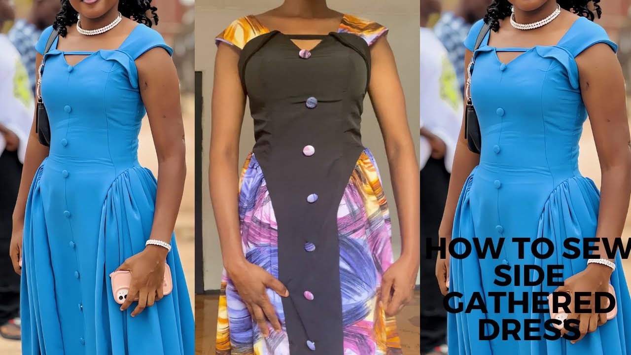 How to Sew side GATHERED Dress for beginners/DETAILED tutorial - YouTube