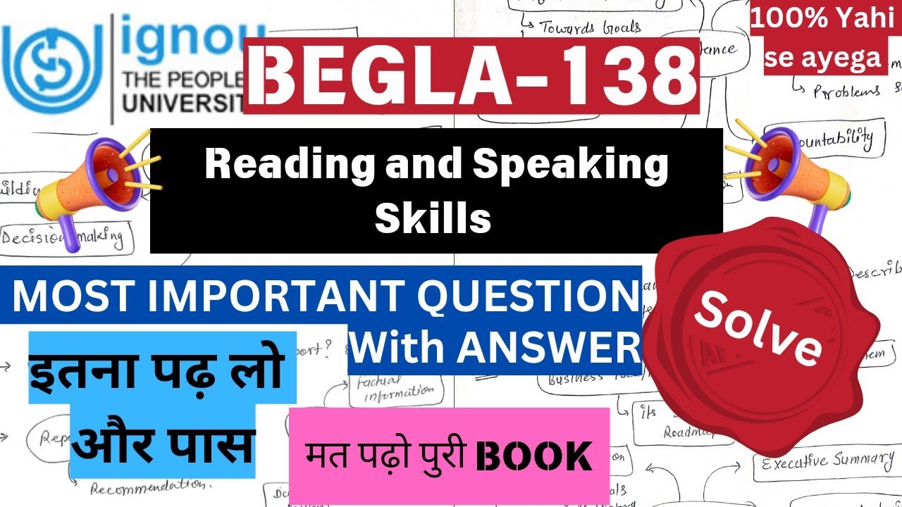BEGLA-138 || Reading and Speaking Skill || PYQ Solve|| #begla138 # ...