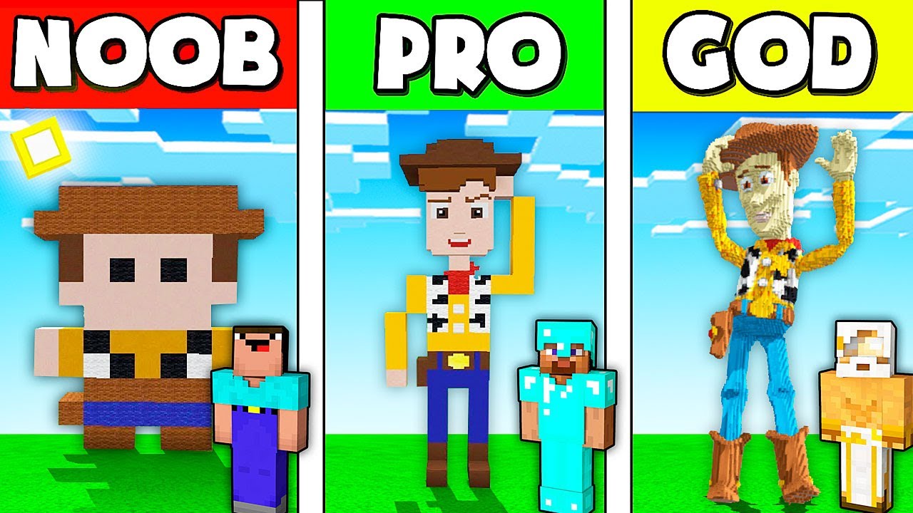 SHERIFF WOODY BUILD CHALLENGE - NOOB vs PRO vs GOD / Minecraft Battle ...
