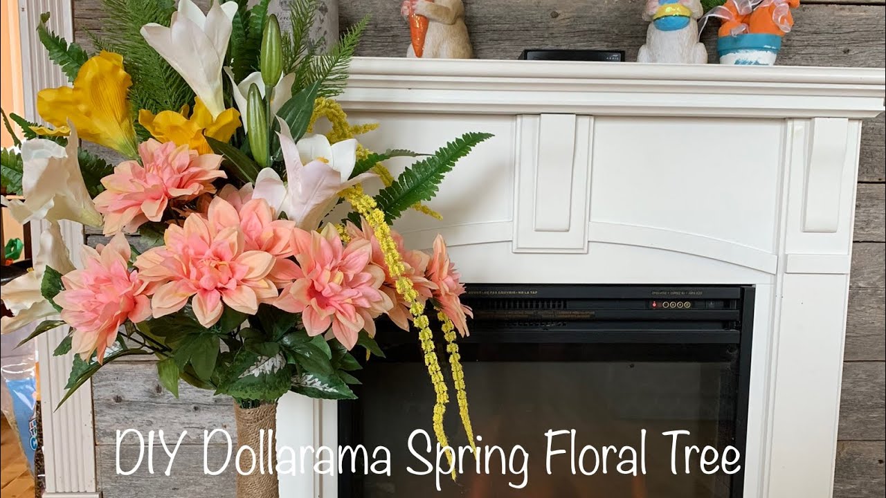 How to make a DIY Dollarama Spring Floral Tree 🌿 - YouTube