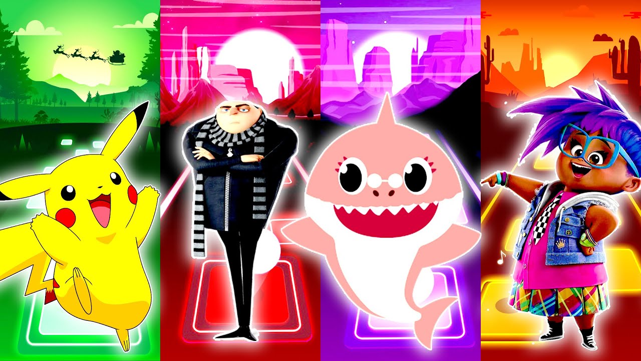 Pikachu vs Despicable Me vs Baby Shark vs Vivo in Tiles Hop EDM Rush ...