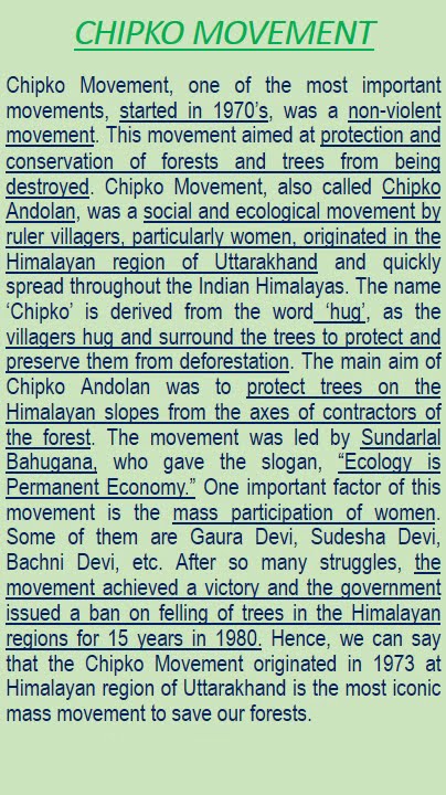 Chipko Movement/Short note on Chipko Movement in English/Chipko Andolan ...