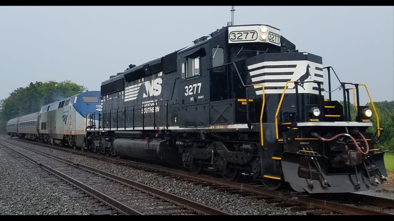 NS Intermodal Train 212 & Amtrak Train 73 At Harrisburg NC On The NS ...