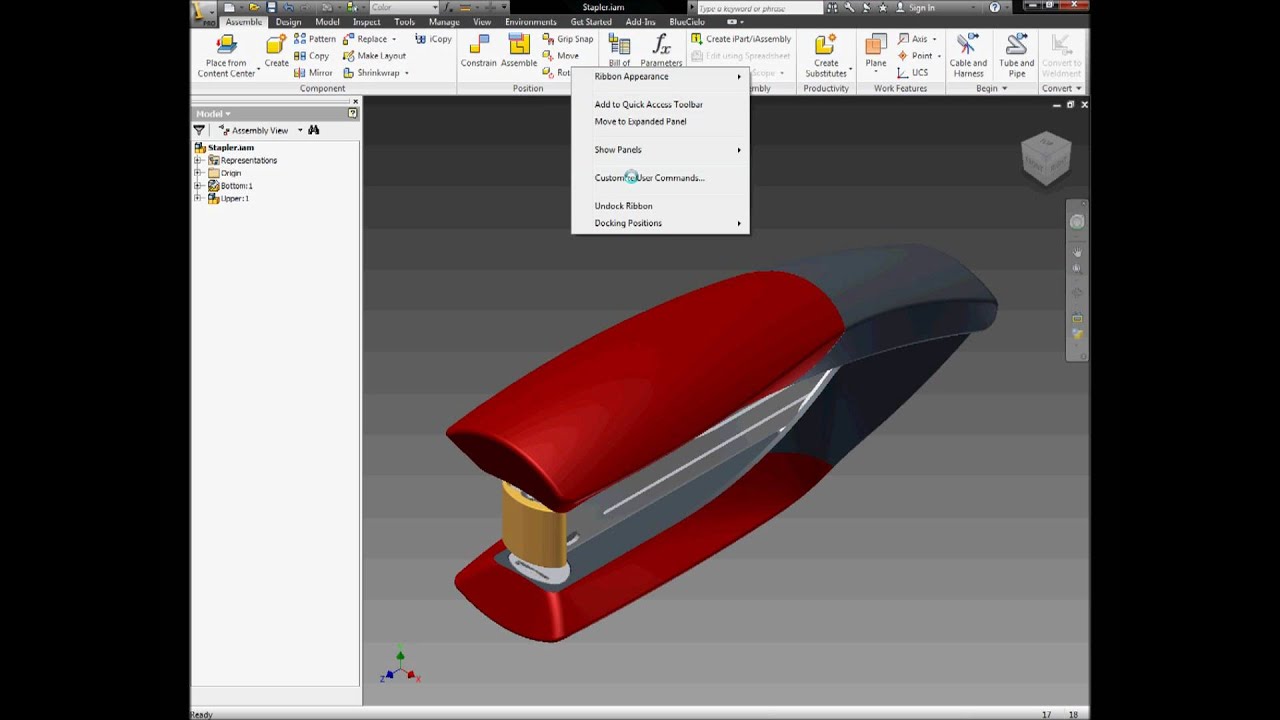 Autodesk Inventor 2012 - Customize Marking Menu - YouTube