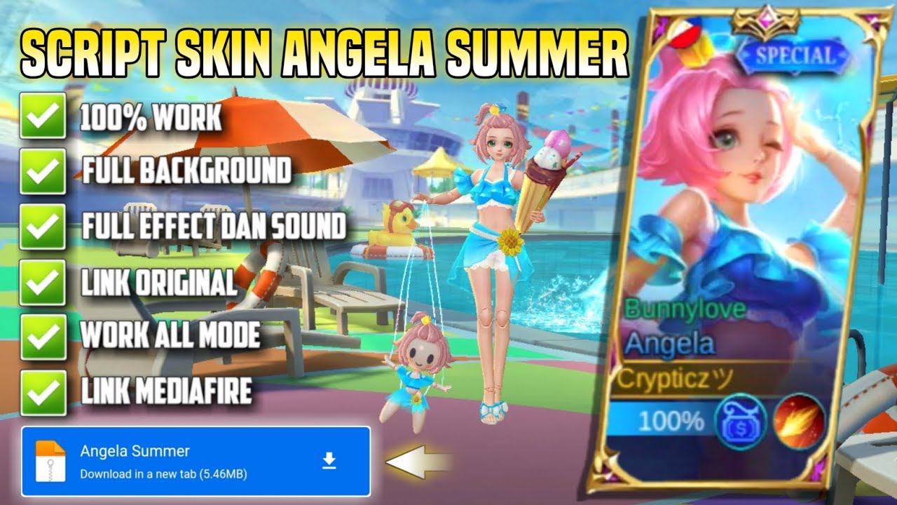 SCRIPT SKIN ANGELA SUMMER | FULL EFFECT DAN VOICE | PATCH TERBARU - YouTube