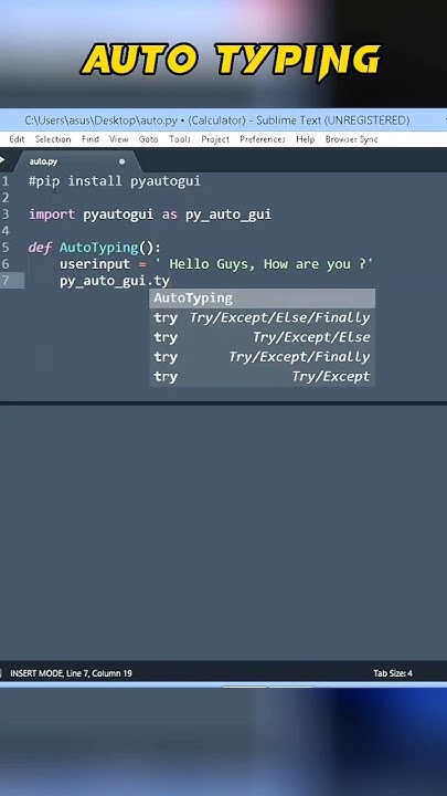 Auto Typing using pyautogui in python 🐍| python #shorts #programming #python #coding - YouTube