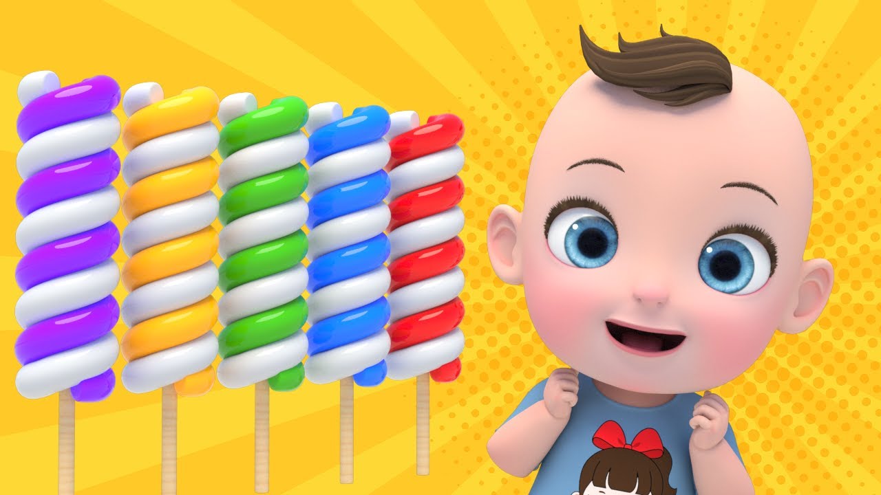 Sweet Candy Song! 5 색깔 롤리팝 사탕 노래 Learn Colors & Sing A Song! 영어유치원 어린이 ...