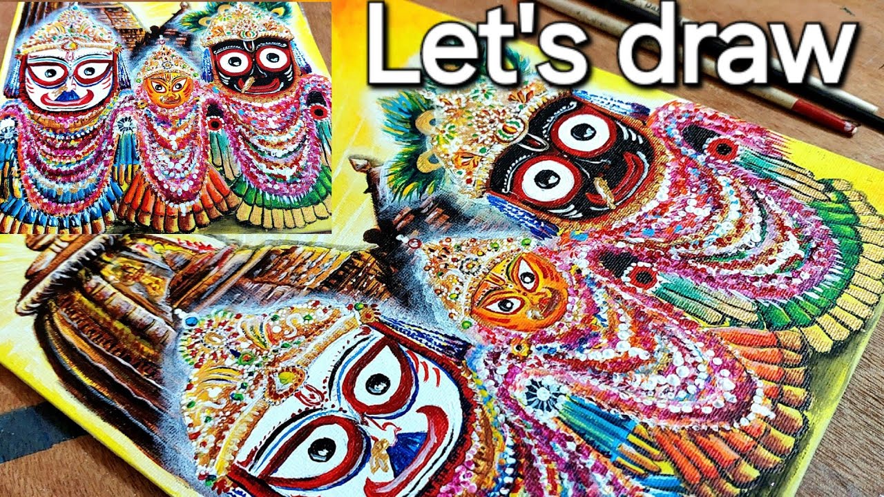 Jagannath drawing | rath yatra drawing | Jagannath balabhadra subhadra ...