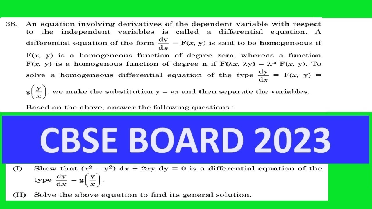 An equation involving derivative of the dependent variable with respect ...